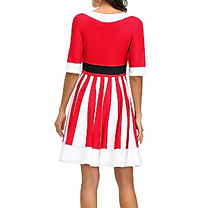 Ainuno Christmas Dresses for Women 2023 Holiday Red Santa Claus Ugly Dress Casual Cute Xmas Costumes,XXL