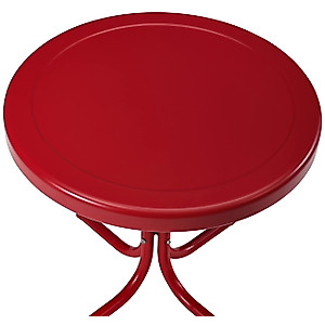 Crosley Furniture Griffith 3-Piece Outdoor Rocking Chair and Side Table Set, Retro Metal Bistro Patio Sets, Bright Red Gloss