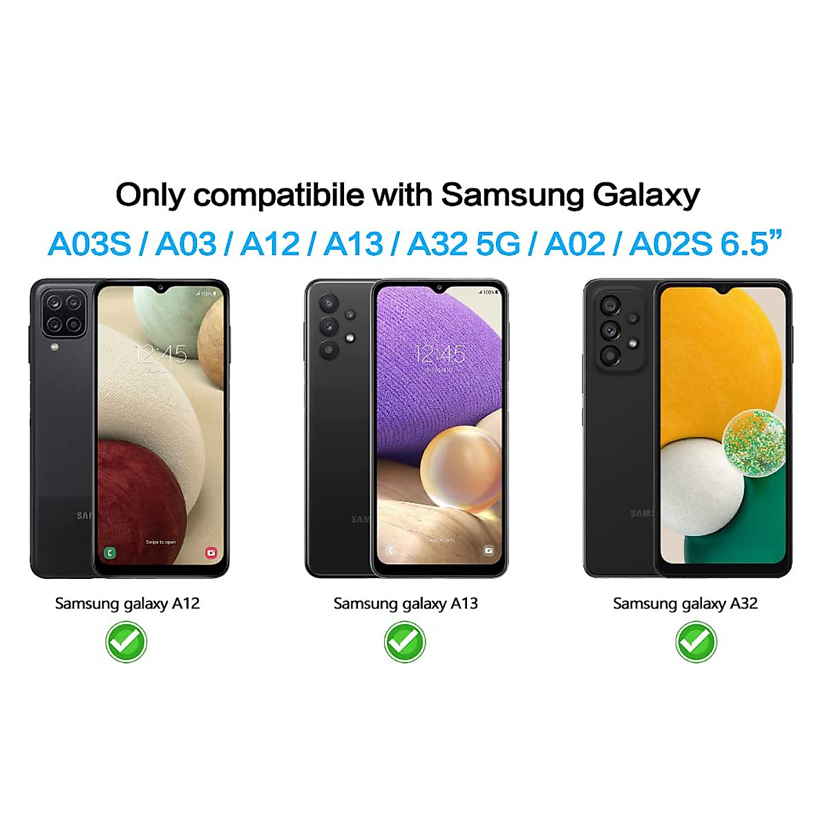 [2 Pack] for Samsung Galaxy A12 / A13 / A32 5G / A42 / A03S / A03 / A02S / A02 Screen Protector, Anti Spy Privacy Screen Protector Tempered Glass Film, 9H Anti Scratch No Bubble Easy Install - Black