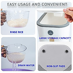 KITCHEN FAST–22LBS Rice Dispenser–Food Dispenser-Attachable Cutlery Holder and Salt/Spice Container–Large Grain Storage with Lid–Extra Storage Box-Moisture Proof-Optimizes Kitchen Space–Rice Storage