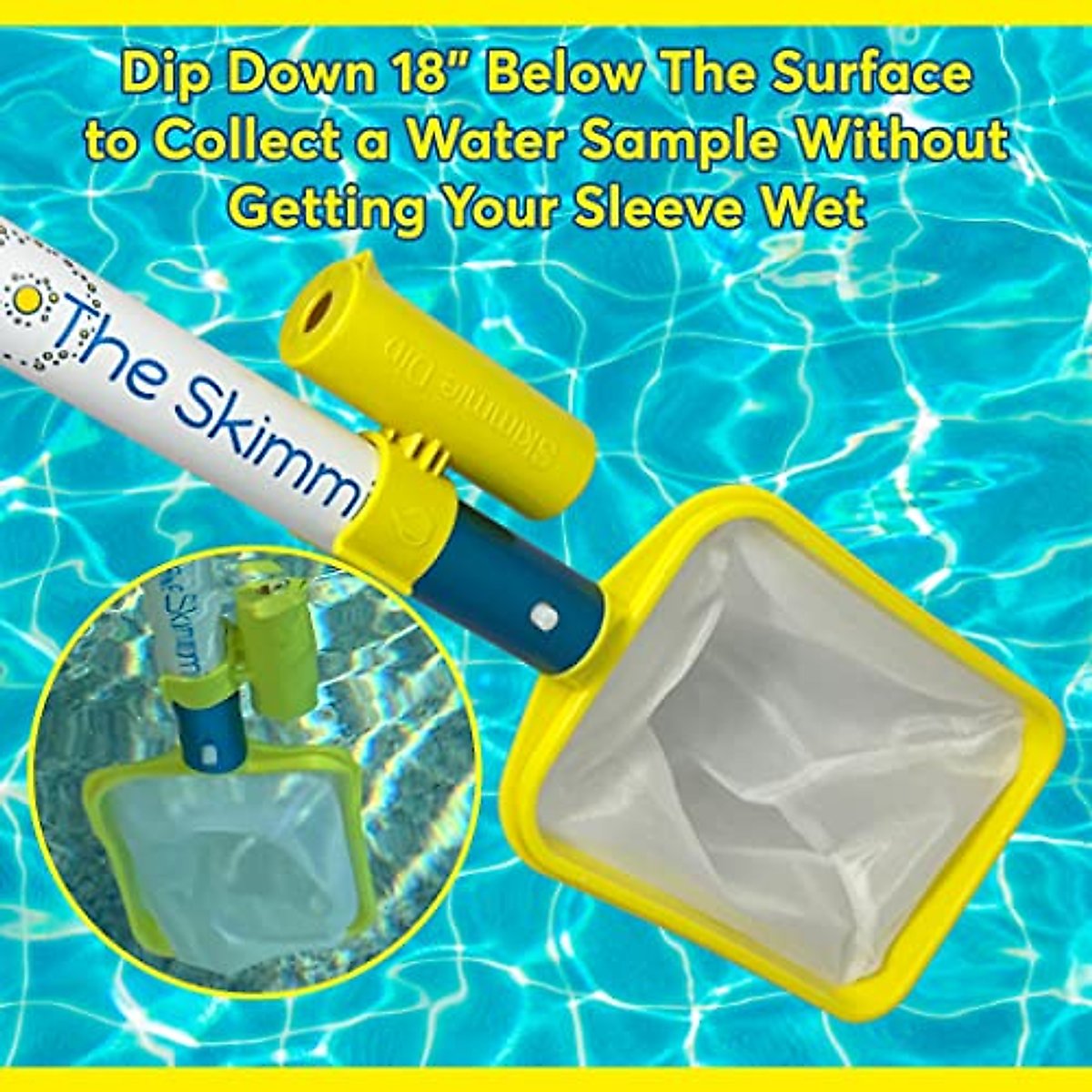Skimmie Dip - The Convenient Pool Water Testing Attachment for The Skimmie Pole or Standard Size Pool Pole - Easy and Efficient Water Sample Collection and Testing