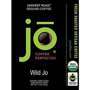 WILD JO: 12 oz, Dark French Roast Organic Coffee, Ground Coffee, Bold Strong Rich Wicked Good Coffee! Great Brewed or Cold Brew, USDA Certified Fair Trade Organic Arabica Coffee, NON-GMO Gluten Free