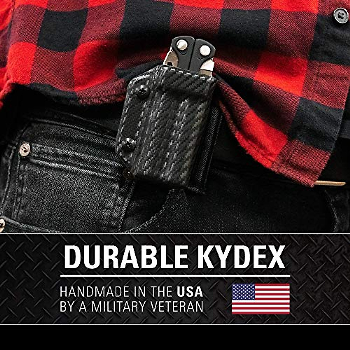 Clip & Carry Kydex Multitool Sheath for LEATHERMAN CHARGE - Made in USA (Multi-tool not included) EDC Multi Tool Sheath Holder Holster Cover (Diamond Plate)