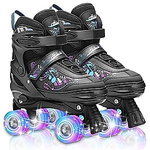 Hikole Roller Skates for Girls and Boys,4 Size Adjustable Kids Roller Skates with 8 Light Up Wheels,Toddler Skates for Outdoor & Indoor