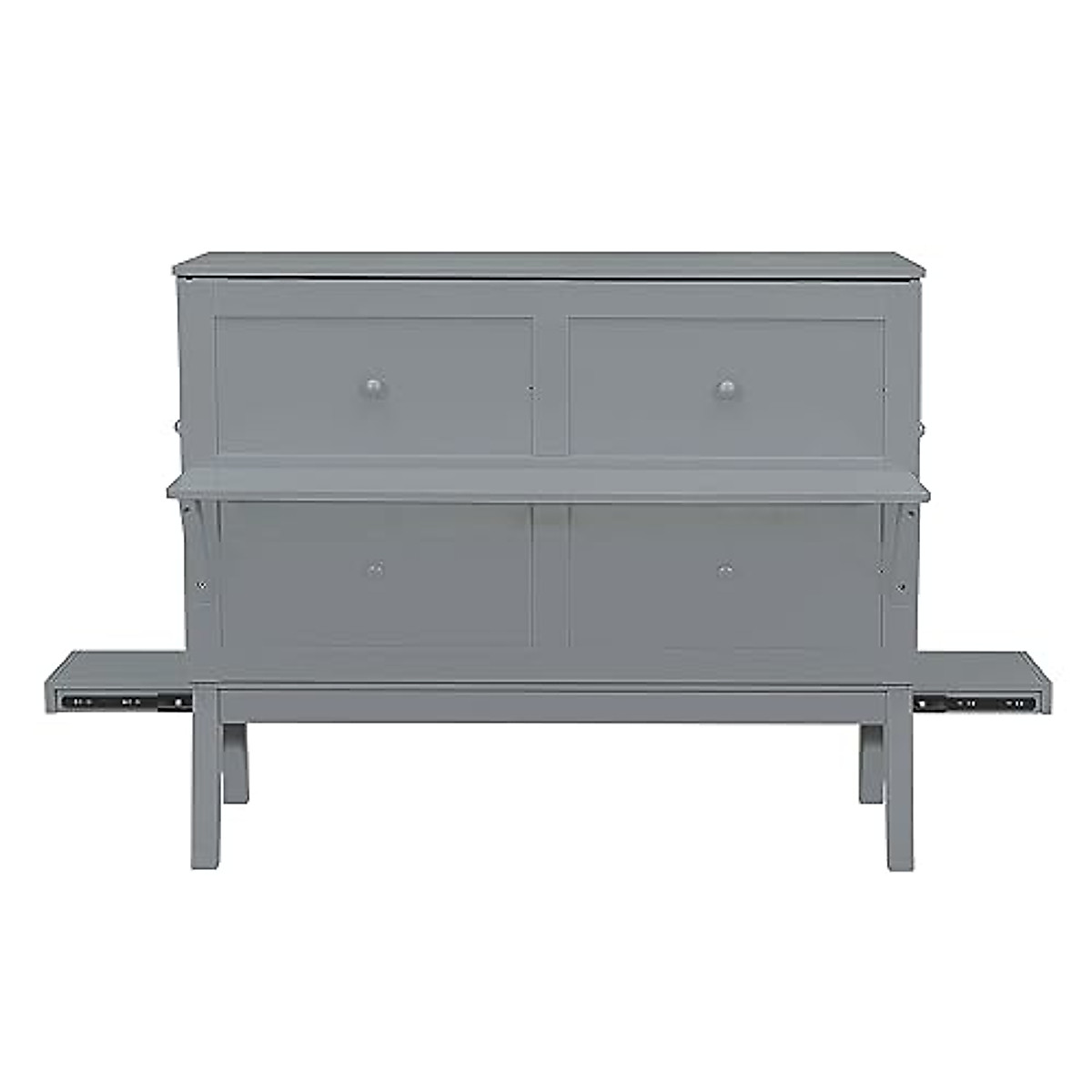 HZXINKEDZSW Full Size Murphy Bed with Removable Shelves on Each Side, Solid Wood Platform Bed Frame with USB Port, Can be Used As A Cabinet, Space-Saving Design, for Bedroom (Gray-03, Full)
