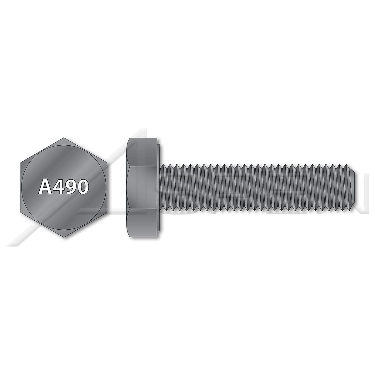 (170 pcs) 1-1/8"-7 X 2-1/2", Heavy Structural Hex Bolts, Full Thread, ASTM A490 Type 1, Steel, Made in U.S.A.