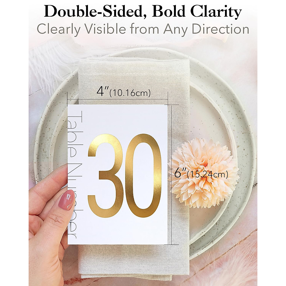 ElegaAura 32 Pcs Wedding Table Numbers, Gold Table Numbers for Wedding Reception, Double Sided Foil Number Cards 1-30 + Head & Gift Table, 4x6 in Table Signs for Restaurant, Baby Shower, Party, Event