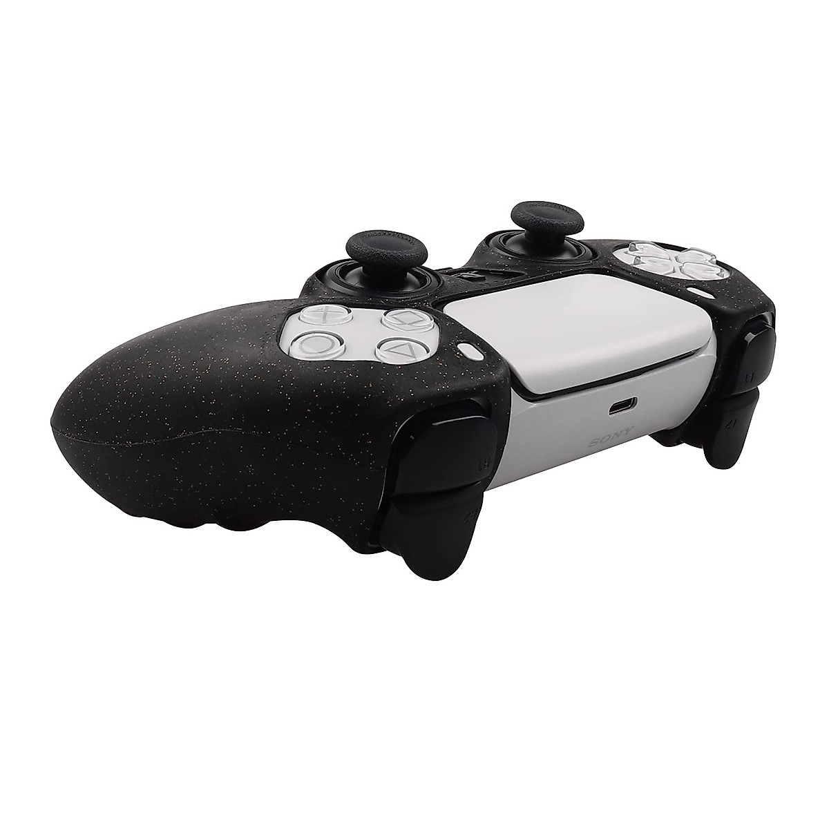 RALAN Controller Skin for PS5 Glitter Anti-Slip Silicone Cover Protector Case Compatible with PS5 Wireless/Wired Gamepad Controller with 4 Cat Paw Thumb Grip Caps & Black Pro Thumb Grip x 8.