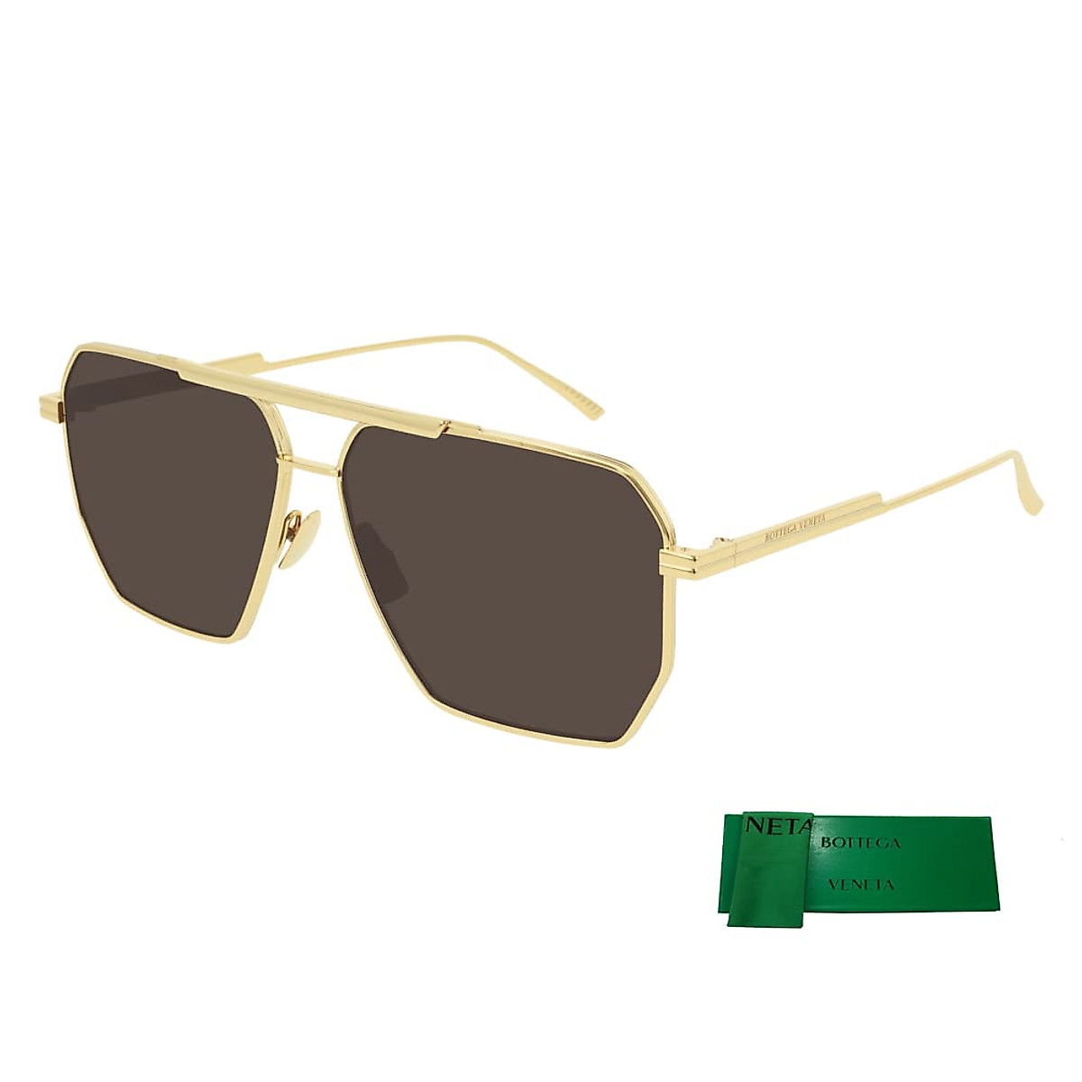 Bottega Veneta BV1012S 003 60MM Gold/Brown Aviator Sunglasses for Men + BUNDLE with Designer iWear Eyewear Kit