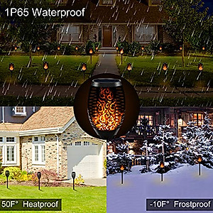 SUNJOYCO 4Pcs Solar Torch Lights with Flickering Flame, 12 LED Solar Lights Outdoor, Waterproof Landscape Decoration Flame Lights, Solar Pathway Lights for Outside Garden Patio Yard Pathway