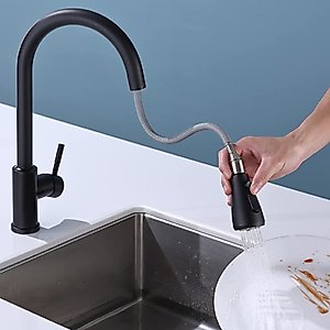 Kitchen Sink Faucet for Bar Farmhouse Commercial, High-end Touch Kitchen Faucets, Pull Out Black Kitchen Mixer Tap, Sensor Faucet, Swivel 360 Degree Hot and Cold Water Taps (Color : Black)