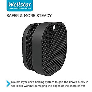 Universal Knife Block for Kitchen, WELLSTAR Knife Holder without Knives, Safe Space Saver Large Volume Stable Knife Storage with Scissors and Sharpening Rod Slot, Detachable for Easy Cleaning - White