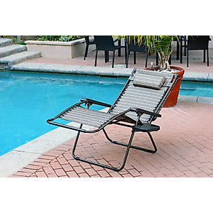 Oversized Zero Gravity Chair with Sunshade and Drink Tray - Black and Tan