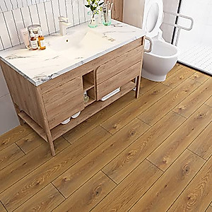 VEELIKE 12-Pack 6''x36'' Peel and Stick Floor Tile Bathroom Waterproof Natural Brown Wood Look Vinyl Plank Flooring Self Adhesive Removable Wood Vinyl Flooring Planks for Bedroom Kitchen Basement