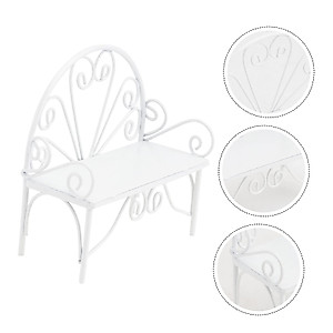 HOOTNEE 1pc Micro Landscape Double Chair Metal Decor Flower Pot Decorations Plant Decorations Garden Supplies Mini Bench Chair Mini Garden Bench Wrought Iron White Bench Adornment Metal