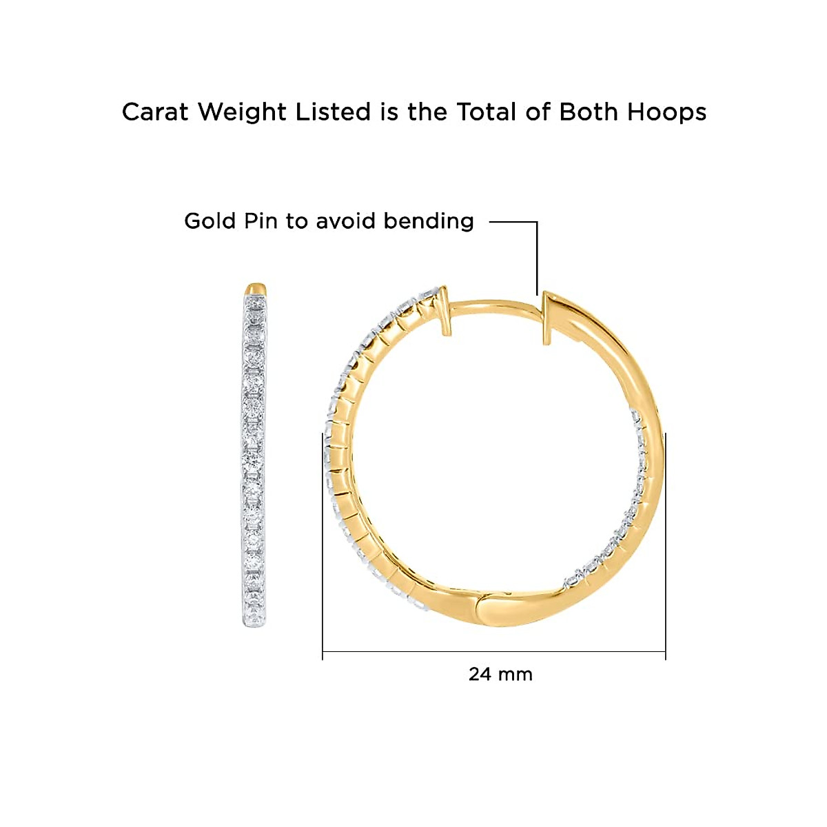 La Joya 1/2 CT TW Lab Grown Inside Out Diamond Hoop Earrings for Women | Crafted in Yellow Gold Plated 925 Sterling Silver | Ideal Pair of Womens Diamond Earrings To Get for Her This Mother's Day