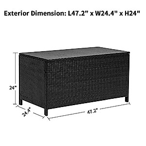 Extra Large 120 Gallon Outdoor Storage Box Waterproof, Resin Rattan Deck Box for Patio Garden Furniture, Outdoor Cushion Storage, Pool Accessories and Toys