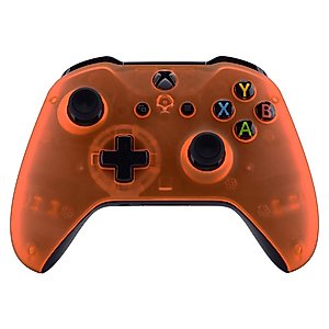eXtremeRate Foggy Clear Orange Faceplate Cover for Xbox One Wireless Controller (Model 1708), Custom Case Front Housing Shell for Xbox One S & Xbox One X Controller - Controller NOT Included