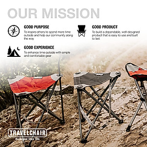 Travel Chair Big Slacker Stool, Portable Tripod Chair for Outdoor Adventures, Folding Travel Stool, Black