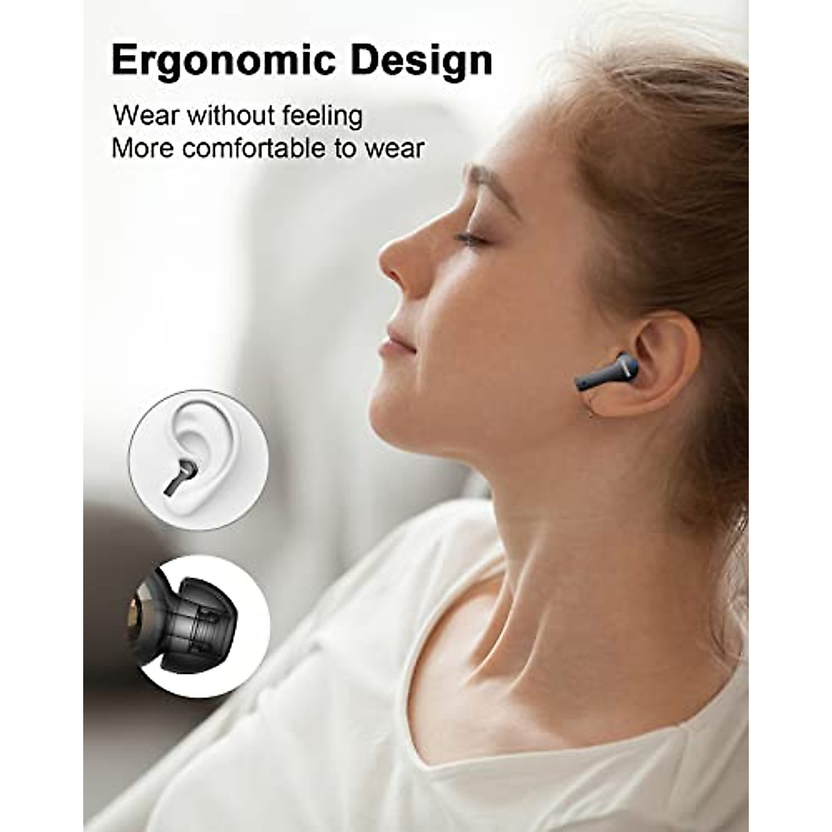 TONSTEP True Wireless Earbuds Bluetooth 5.1, in-Ear Headphones with Charging Case, 30H Playtime, IPX6 Waterproof, Touch Control, Deep Bass Stereo Earphones Built-in Microphone for Sport (Black)