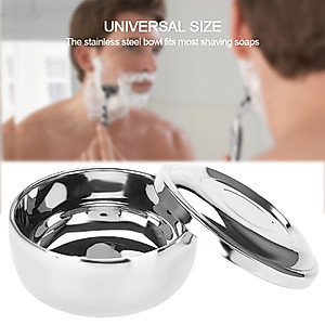 Shaving Soap Bowl, Universal Men Stainless Steel Beard Shaving Soap Bowl Shaving Mug Container With a Mirror