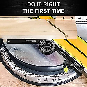 NYOOLO Miter Saw Protractor, 7 Inch 4 in 1 Aluminum Miter Angle Finder with Level Instrument, Construction Protractors Precision Miter Gauge for Carpenter Plumber Building Trade (Small)