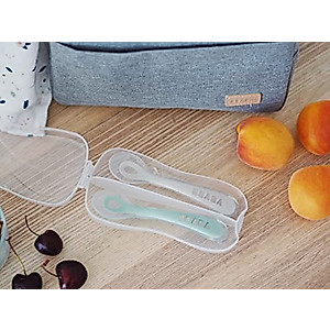 BEABA Toddler's Self-Feeding Spoon Set with Travel Case, Original Silicone Baby Spoons, Baby Essentials, Baby Spoons, Travel Set, Baby Gifts, Sage + Cloud