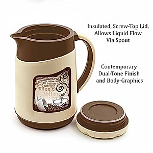 MILTON Viva Tuff 750 Insulated Jug, 760 ml, Brown | Food Grade | Easy Grip | Hot & Cold | Leak Proof | Odour Proof