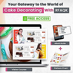 Gift For Women-Cake Decorating Supplies Kit for Beginners RFAQK 200PCs -Cake Turntable with 48 Numbered Piping &7 Korean Tips(Pattern chart included)-Straight & Offset Spatula-Leveler &Baking tools