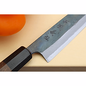 Yoshihiro Mizu Yaki Blue High Carbon Steel #1 Kurouchi Petty Japanese Utility Knife Shitan Handle (6'' (150mm) & Saya)