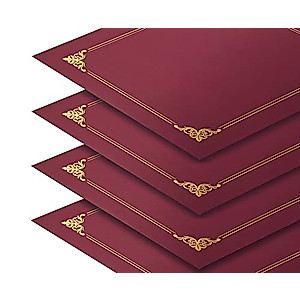25 Pack Red Certificate Holders, Diploma Holders, Document Covers with Gold Foil Border, by Better Office Products, for Letter Size Paper, 25 Count, Crimson Red