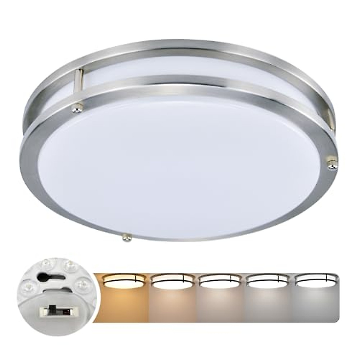 Arcfox 18W LED Flush Mount Ceiling Light Fixture 12 inch 860lm 5CCT Selectable 3000K/3500K/4000K/5000K/6000K Modern Ceiling Lamp Dimmable for Dining Room Hallway Bedroom Living Room
