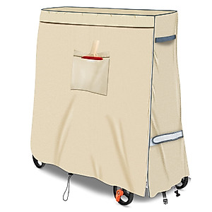 Table Tennis Table Cover,Waterproof Oxford Cloth General Edition 65x 28x 73 Inches, With Pocket And Zipper, Khaki