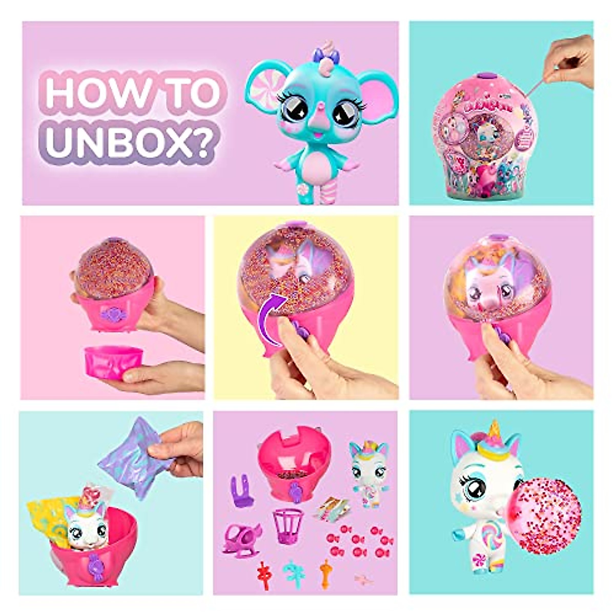 Bubiloons - 8+ Accessories, Surprise character that blow bubbles, For girls and kids 5 and up