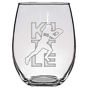 Hat Shark Football Sports Athletic Player - Laser Engraved Stemless Wine Glasses (Kittle #85)