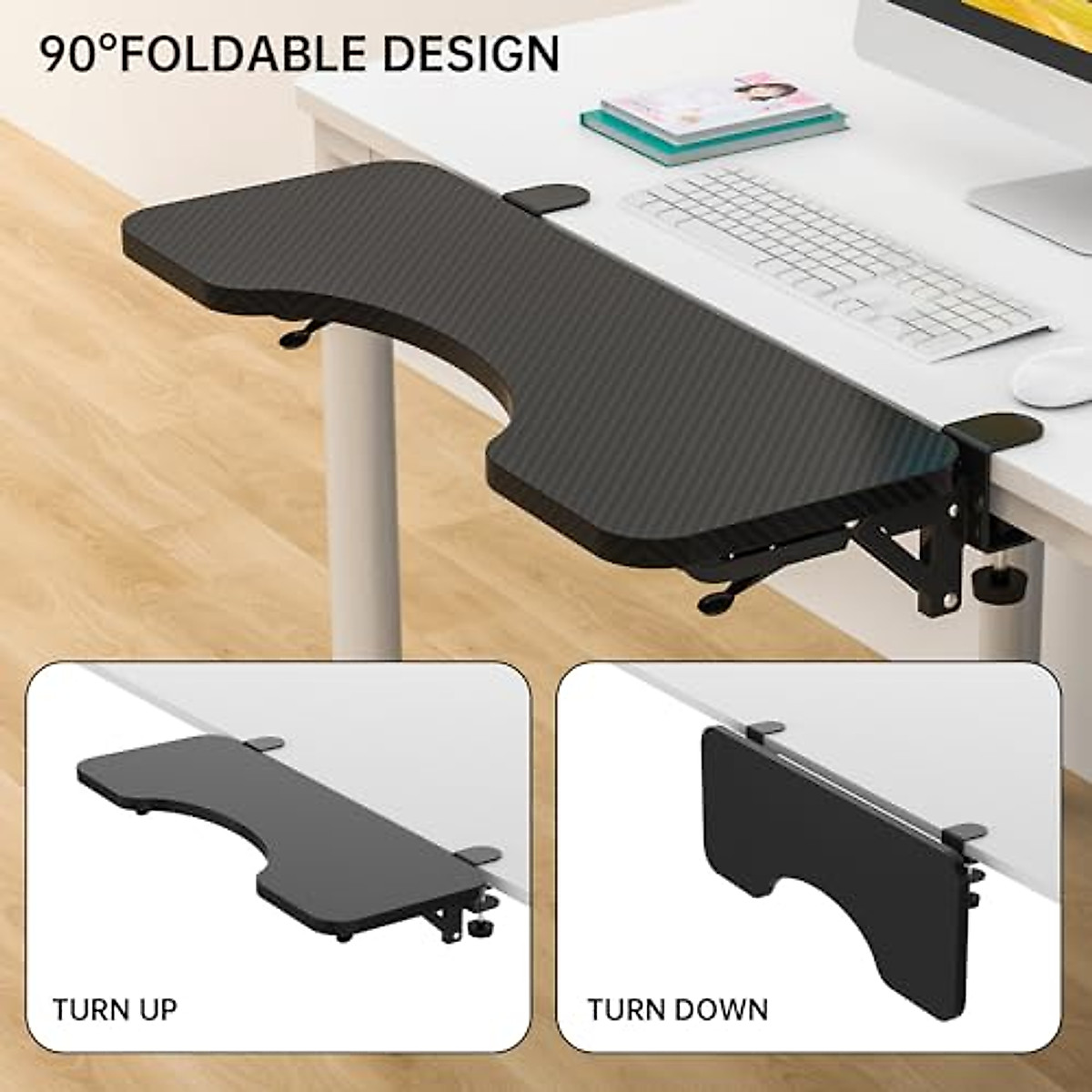 alfd suoke 29.5in x 9.4in Ergonomics Desk Extender, Arm Rest for Desk, Keyboard Extender for Computer Elbow Arm Support, Table Mount for Sit Stand Desks, Black