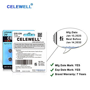 CELEWELL 6 Pack DL1/3N CR1/3N 3V Lithium Battery 170mAh【7-Year Warranty】