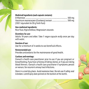 Nested Naturals D-Mannose 500mg Caspules with Cranberry Extract, D Mannose Cranberry Pills, Urinary & Bladder Support, 60 Vegan Capsules