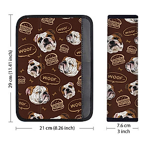 WIRESTER Soft Car Safety Seat Belt Shoulder Pad Cover Design, Cushion Harness Comfortable Pad - English Bulldog Face Pattern
