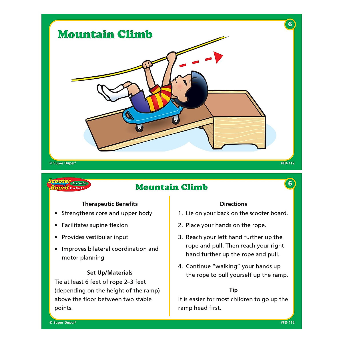 Super Duper Publications | Scooter Board Activities Fun Deck | Occupational Therapy Flash Cards | Educational Learning Materials for Children