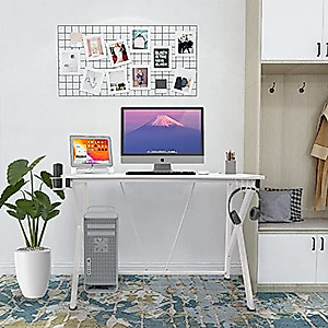 LYNSLIM Gaming Desk 39 Inch – Computer Deak for Home, K Shaped PC Gaming Table, Ergonomic Gamer Desk with Headphone Hook, Cup Holder and Cable Management (White)