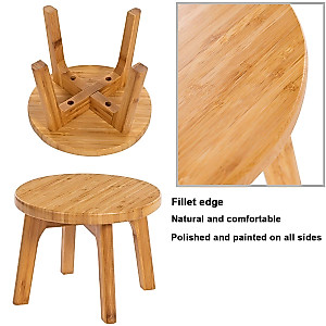 GOBAM Bamboo Step Stool, 11.8 inches - Sturdy Foot Stool for Adults, Kids Stool, Portable Wooden Stool for Kitchen, Bathroom, Bedroom, or Toy Room - 300 lbs Capacity