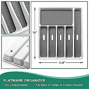 73-Piece Silverware Set with Flatware Drawer Organizer, AIKWI Stainless Steel Cutlery Set Service for 12, Tableware Eating Utensils with Steak Knives, Dishwasher Safe, Mirror Polished & Heavy Duty