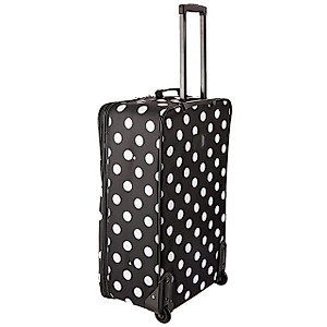 Rockland Vara Softside 3-Piece Upright Luggage Set, Black dot, (20/22/28)