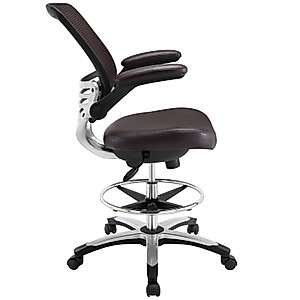 Modway EEI-211-BRN Edge Drafting Chair - Reception Desk Chair - Flip-Up Arm Drafting Chair in Brown