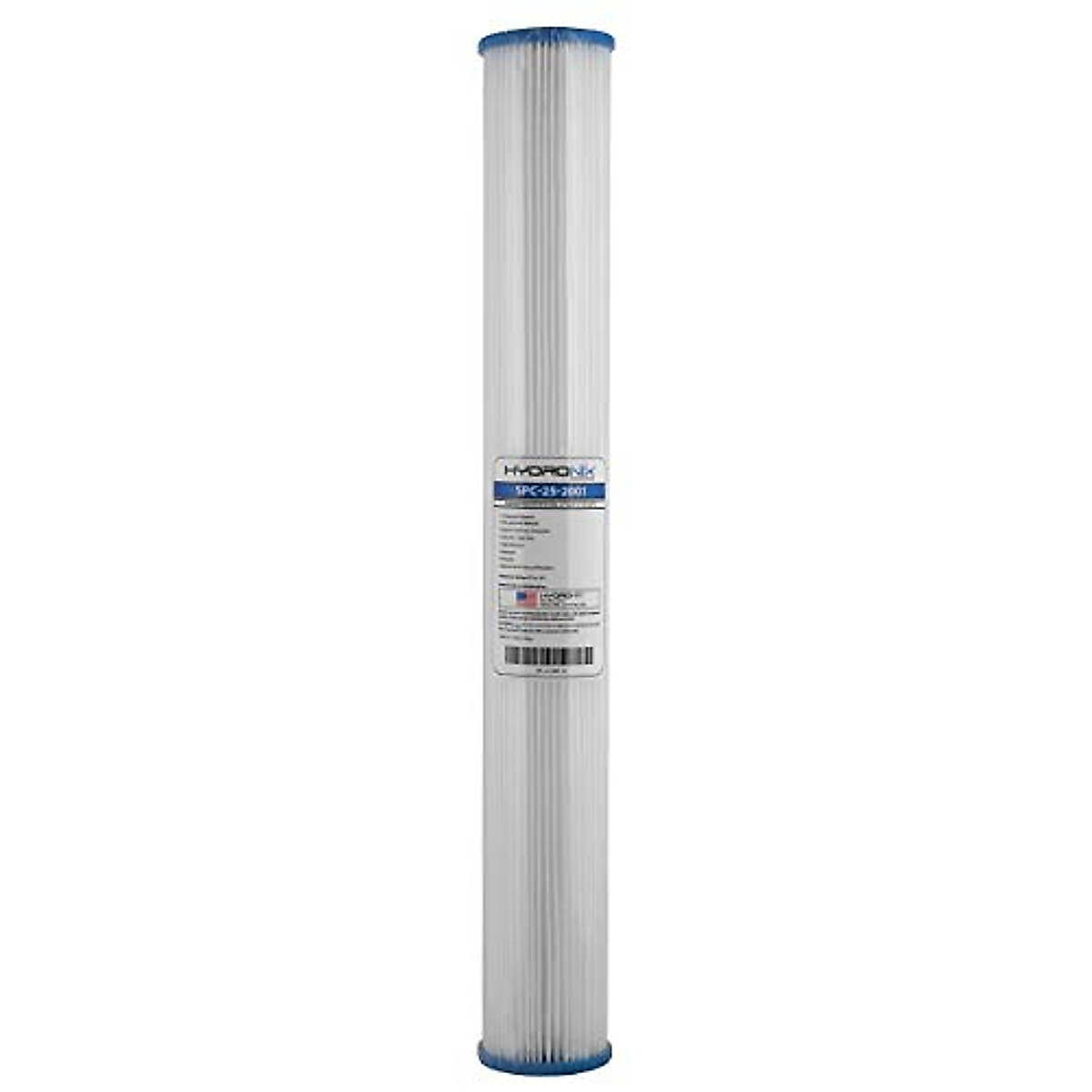 Hydronix SPC-25-2001 Universal Whole House Sediment Pleated Water Filter, Washable and Reusable, 2.5" x 20" - 1 Micron