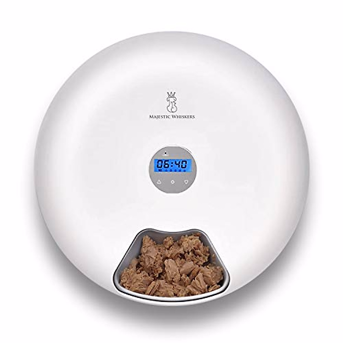 Automatic Cat Feeder - 6-Meal Wet and Dry Food Programmable Auto Dispenser with Digital Timer - Suitable for Cats and Small Dogs- USB & Battery Power Supply - Portion Control - Easy to Open Cover