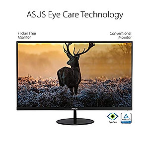 ASUS VL249HE 23.8” Eye Care Monitor, 1080P Full HD, 75Hz, IPS, Adaptive-Sync/FreeSync, Eye Care, HDMI VGA, Frameless Slim Design, VESA Wall Mountable