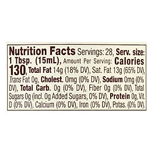 La Tourangelle, Organic Virgin Unrefined Coconut Oil, Great for Cooking, Baking, Hair, and Skin Care, Bold, Aromatic, and Flavorful, Source of MCTs, 14 fl oz (Packaging May Vary)