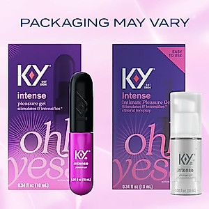 K-Y Intense 0.34 fl oz Adult Toy Friendly Female Pleasure Gel, Arousal Stimulant for Women, Couples Massage Enhancer, Tingling Cooling & Warming, Hormone & Paraben Free, Latex Condom Compatible